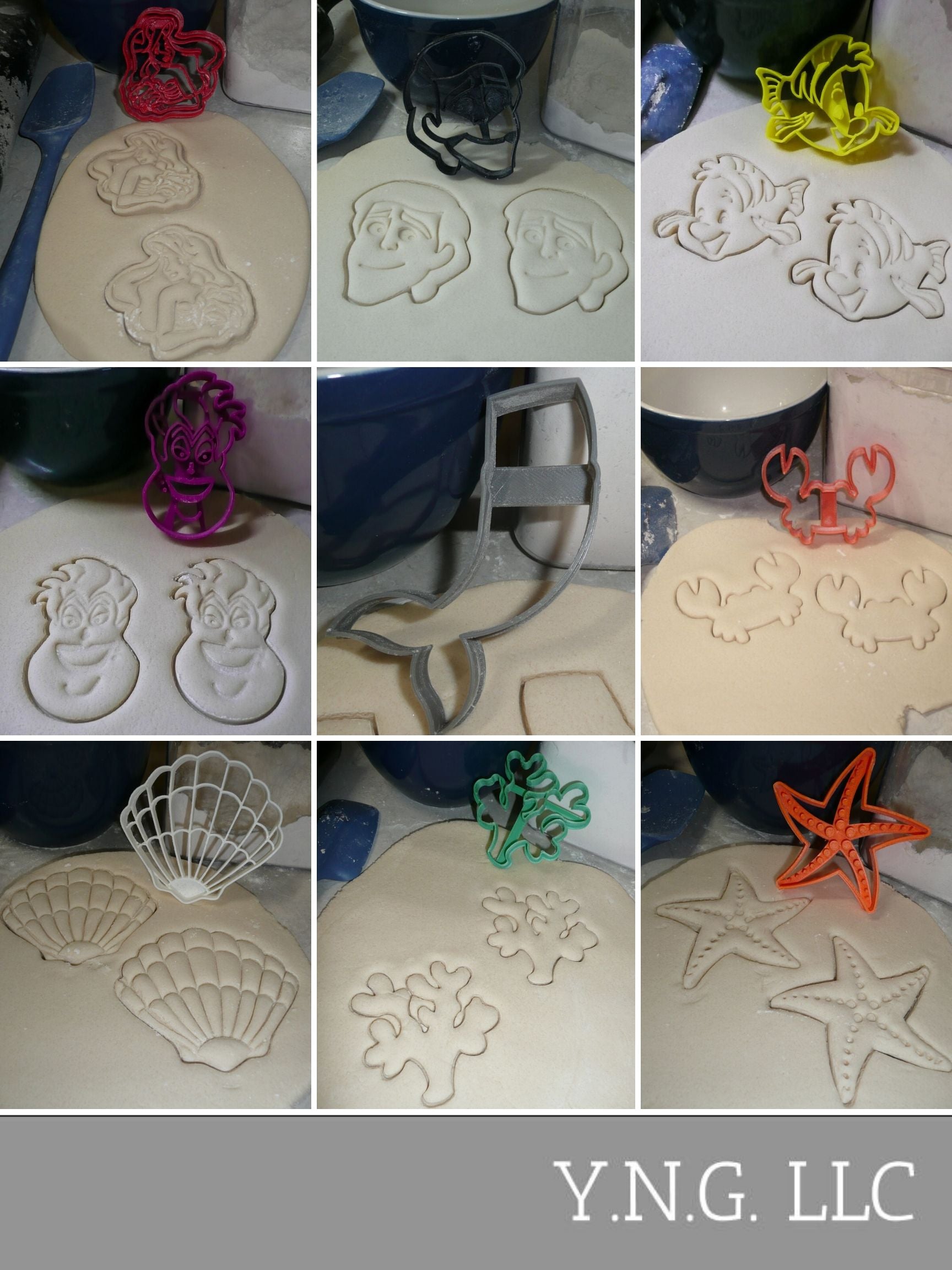 Little Mermaid Kids Cartoon Movie Set of 9 Cookie Cutter USA PR1442 ...